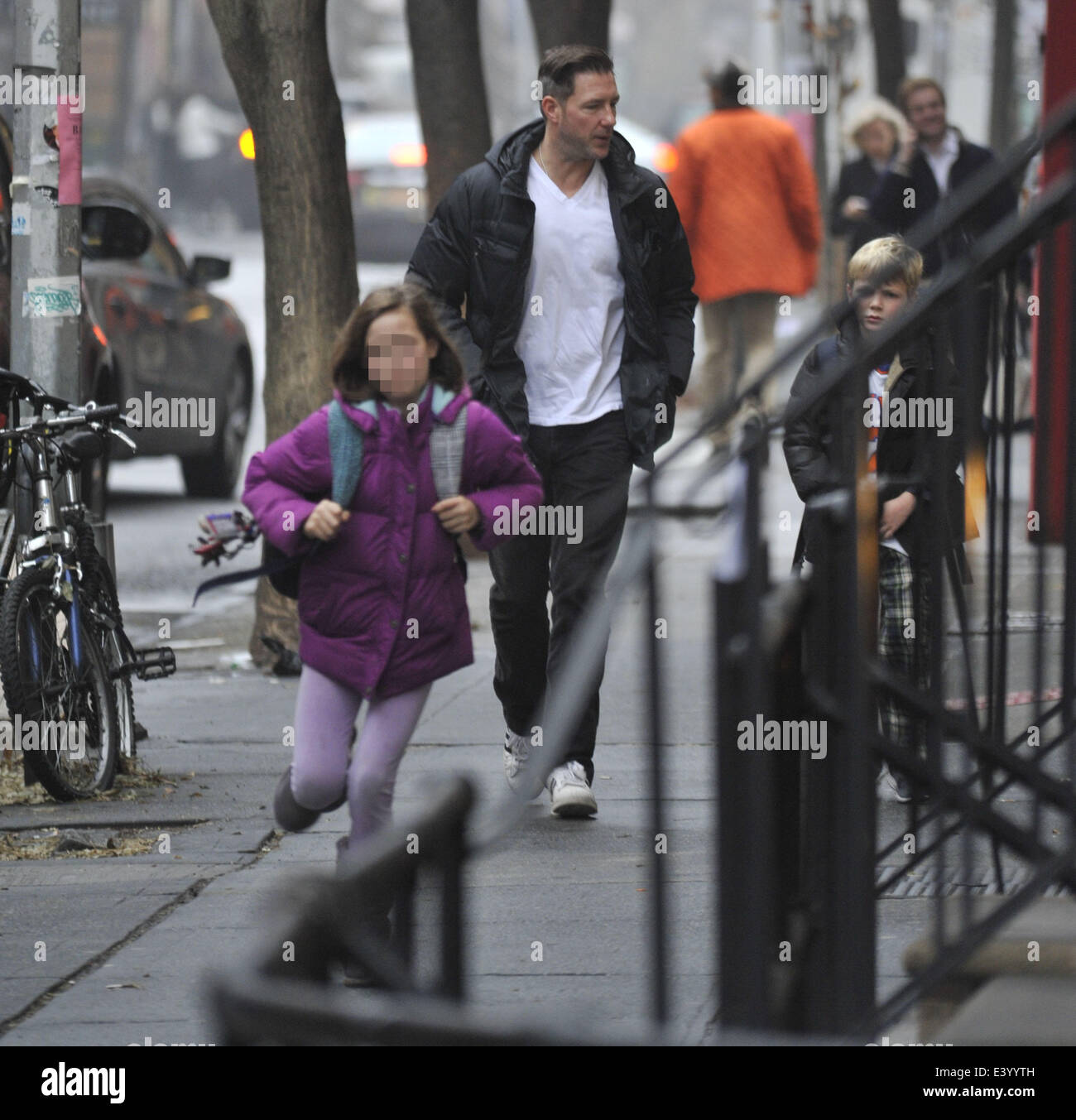 Ed Burns takes his children to school Featuring: Ed Burns,Grace Burns ...