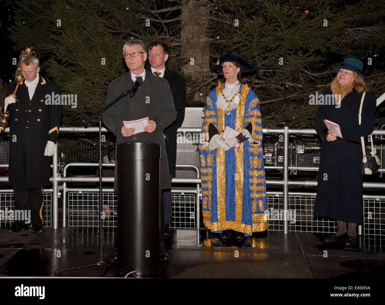 The tree is lit during the Lighting-up Ceremony of the Oslo Christmas ...