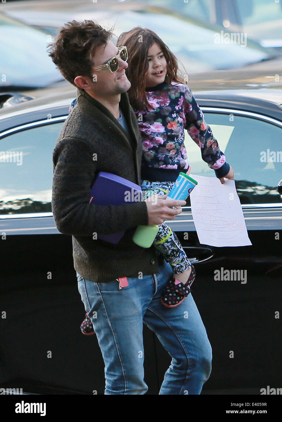 Adam Scott takes his daughter, Frankie to school Featuring: Adam Scott ...