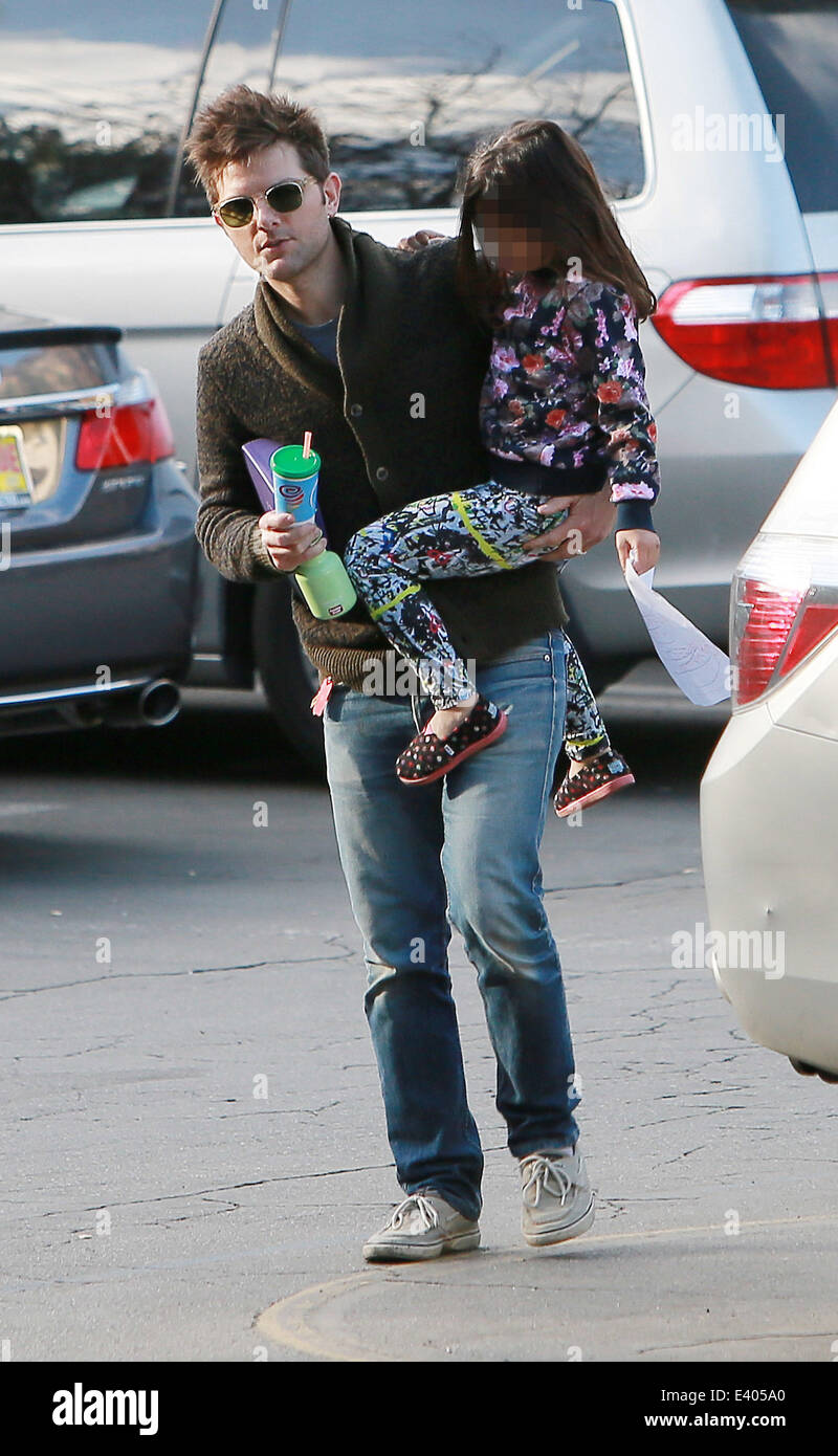Adam Scott takes his daughter, Frankie to school Featuring: Adam Scott,Frankie Scott Where: Los ...