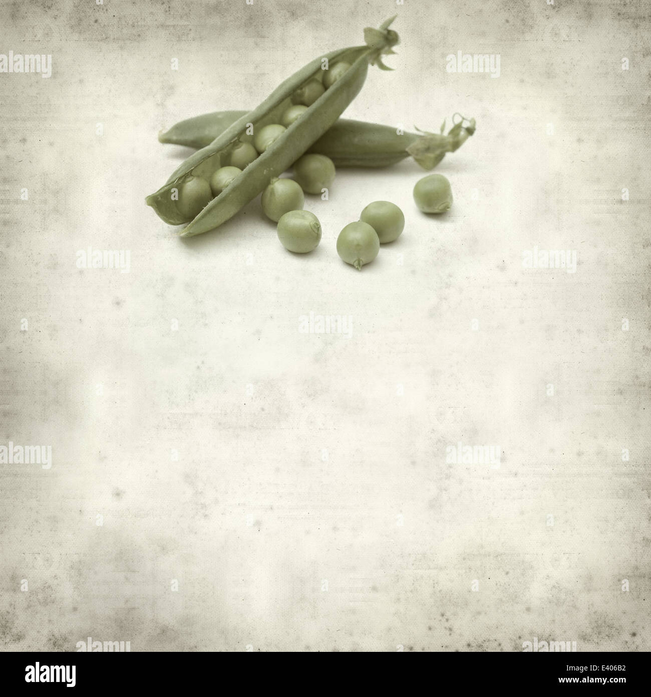 textured old paper background with green pea pods Stock Photo - Alamy