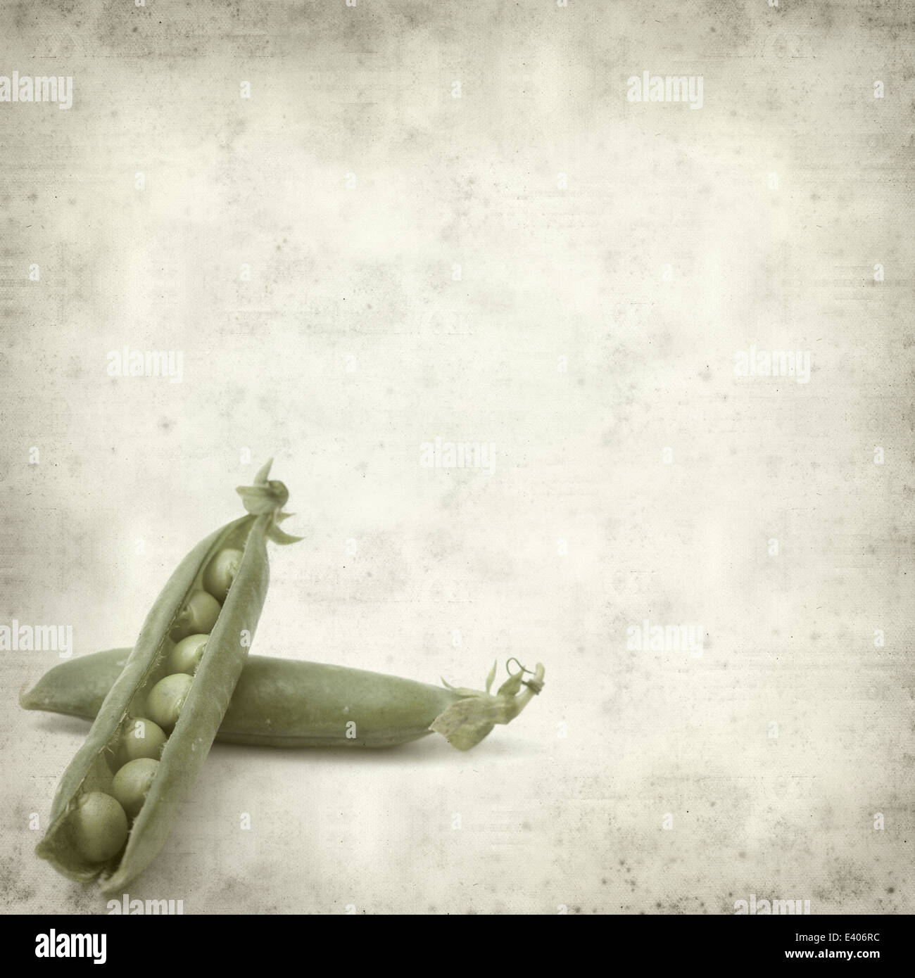 textured old paper background with green pea pods Stock Photo - Alamy
