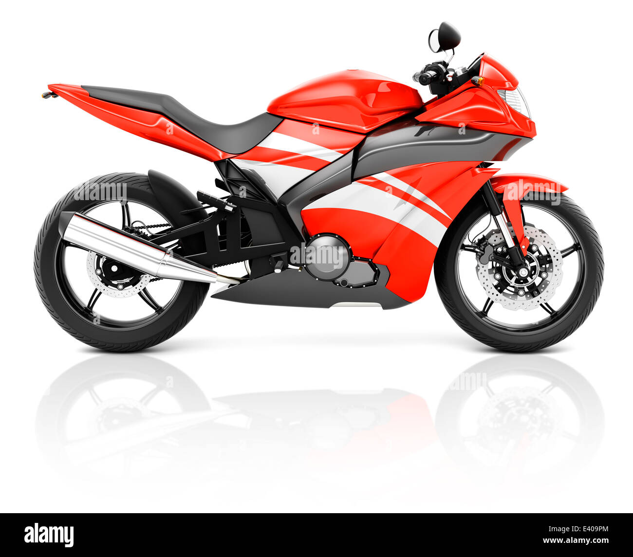 3D Image of a Red Modern Motorbike Stock Photo - Alamy