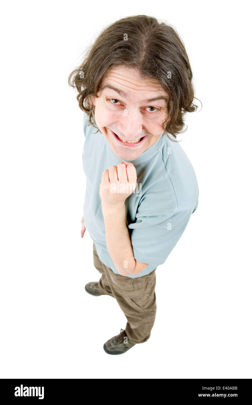 happy young man winning, isolated on white Stock Photo - Alamy