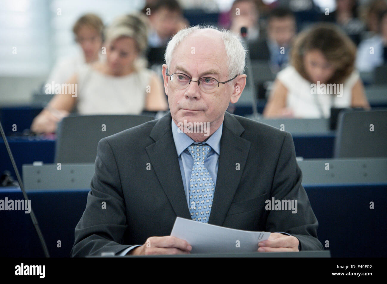 Strasbourg, Bxl, France. 2nd July, 2014. Herman Van Rompuy, the ...