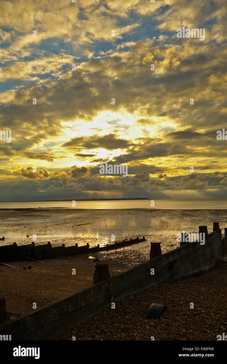 Sunset Whitstable beach Stock Photo - Alamy