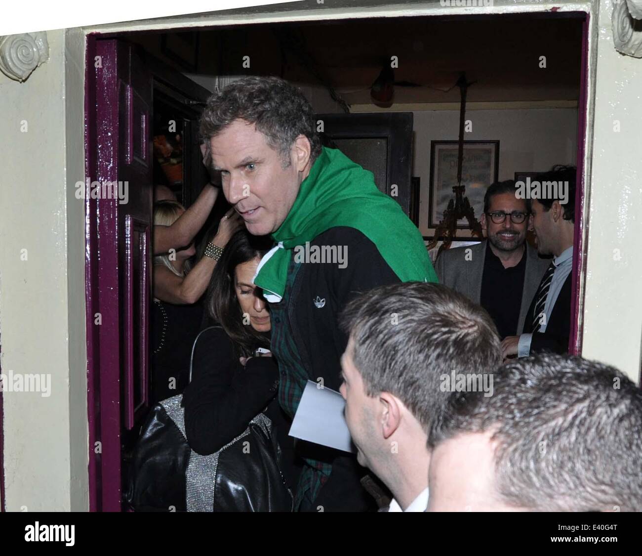 The cast of Anchorman 2 leaving Toners pub after popping in for a ...
