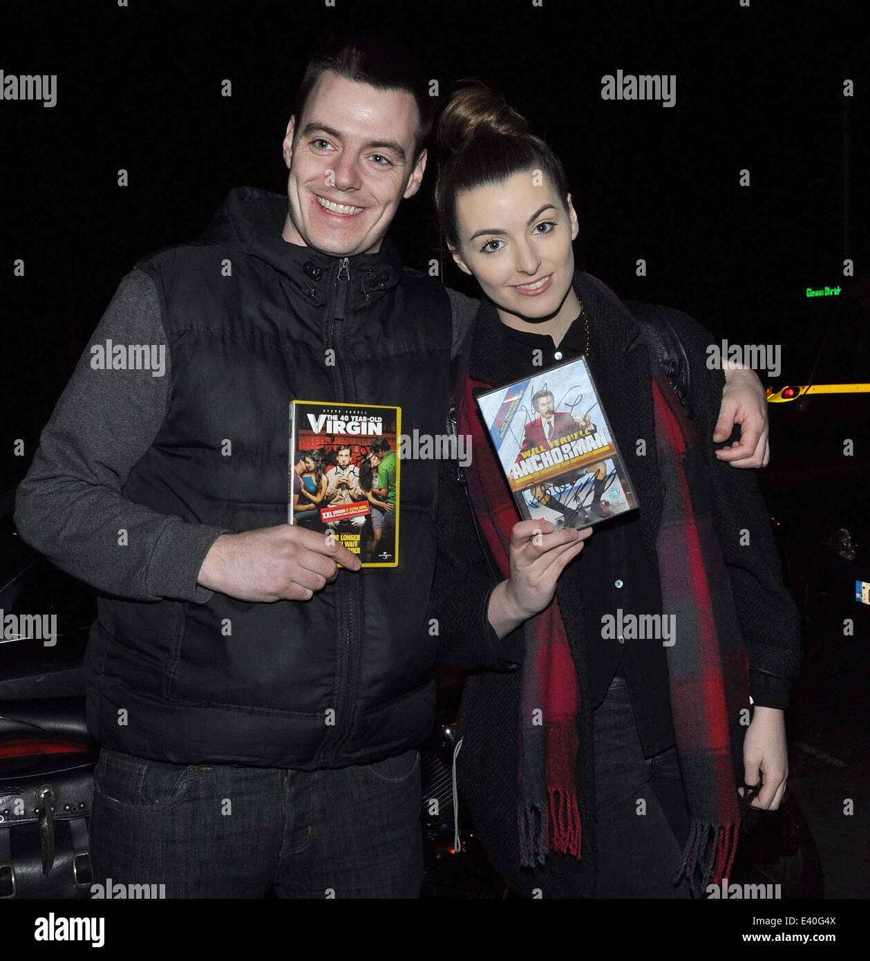 The cast of Anchorman 2 leaving Toners pub after popping in for a ...