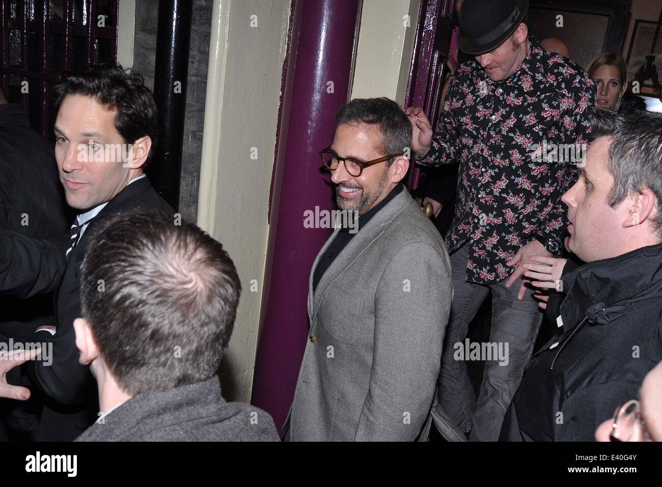The cast of Anchorman 2 leaving Toners pub after popping in for a ...