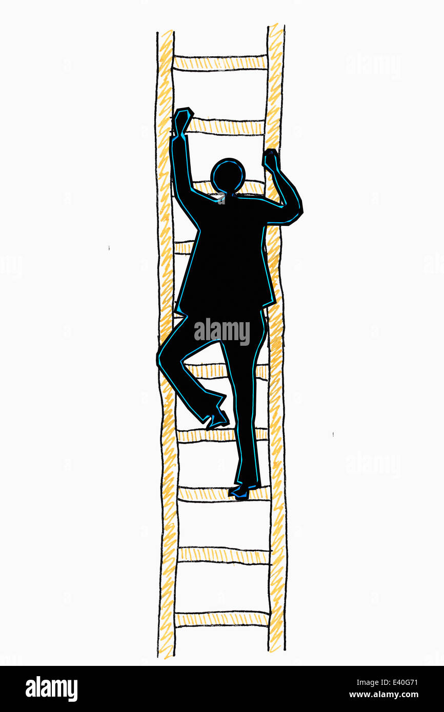 Man on a Ladder, success ladder concept Stock Photo - Alamy