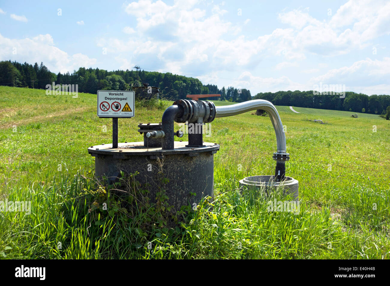 Methane gas well, recovery plant, Urschalling, Chiemgau, Upper Bavaria ...