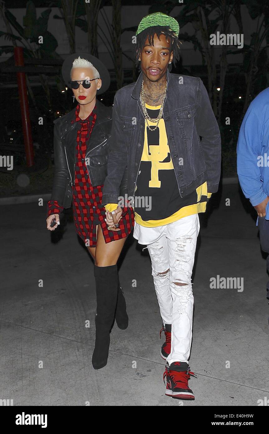 Wiz Khalifa and Amber Rose at the Jay Z concert at Staple Center in Los ...