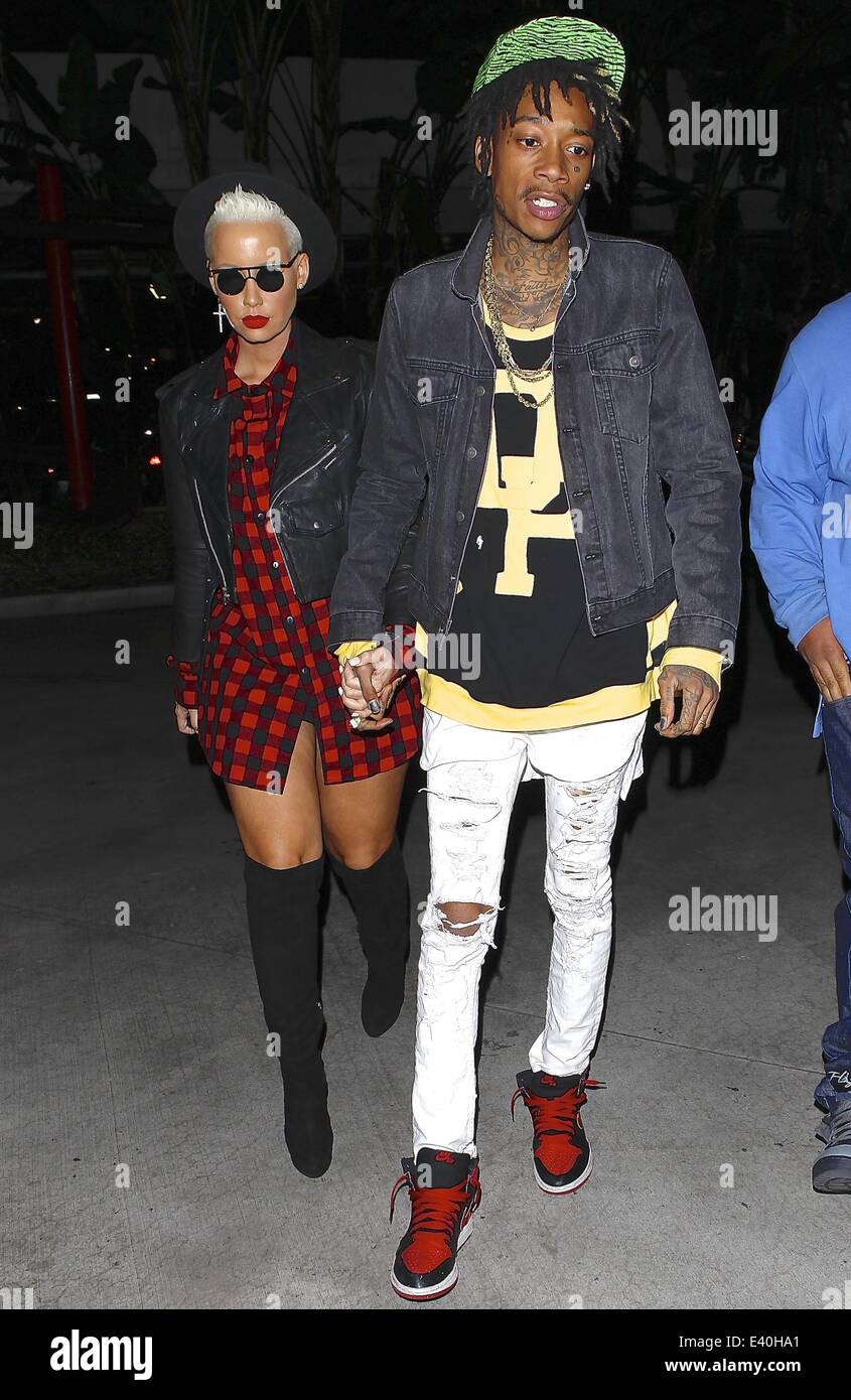 Wiz Khalifa and Amber Rose at the Jay Z concert at Staple Center in Los ...