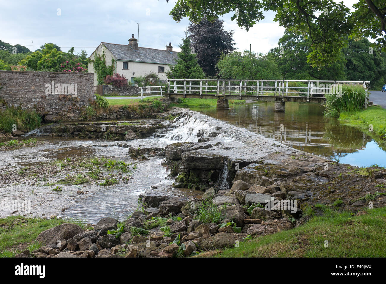 Morland Beck's waterfall in Morland village, Cumbria, UK Stock Photo ...