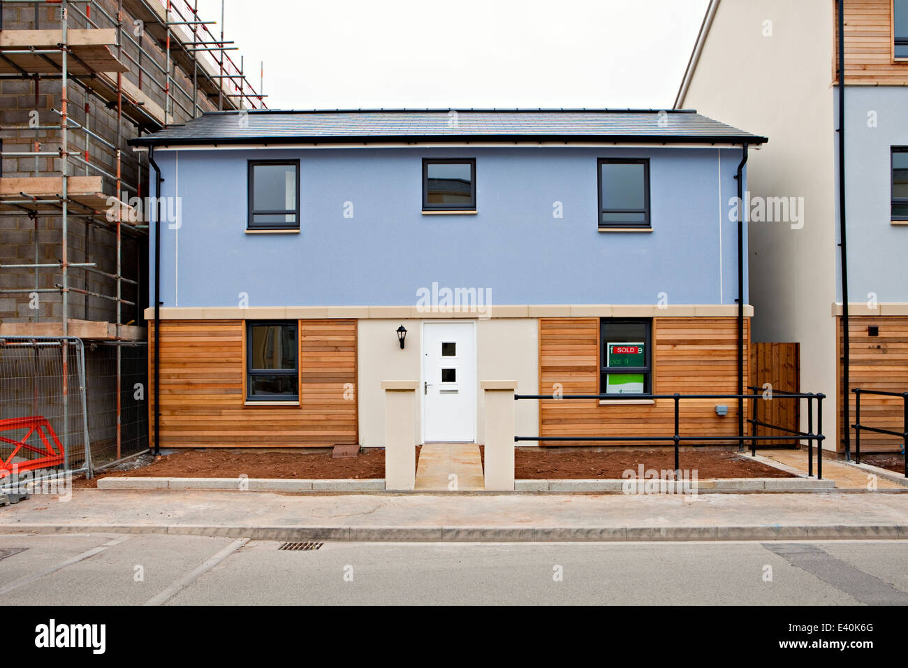 Exterior of new build house on housing estate in south-west England ...