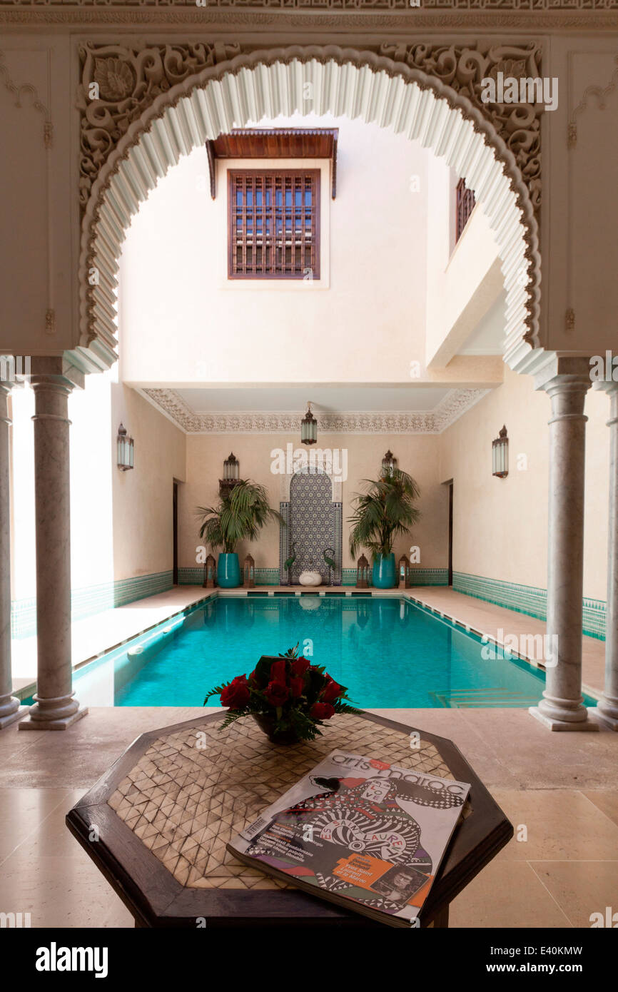 View of the swimming pool at the beautiful Riad Kniza, Marrakesh ...