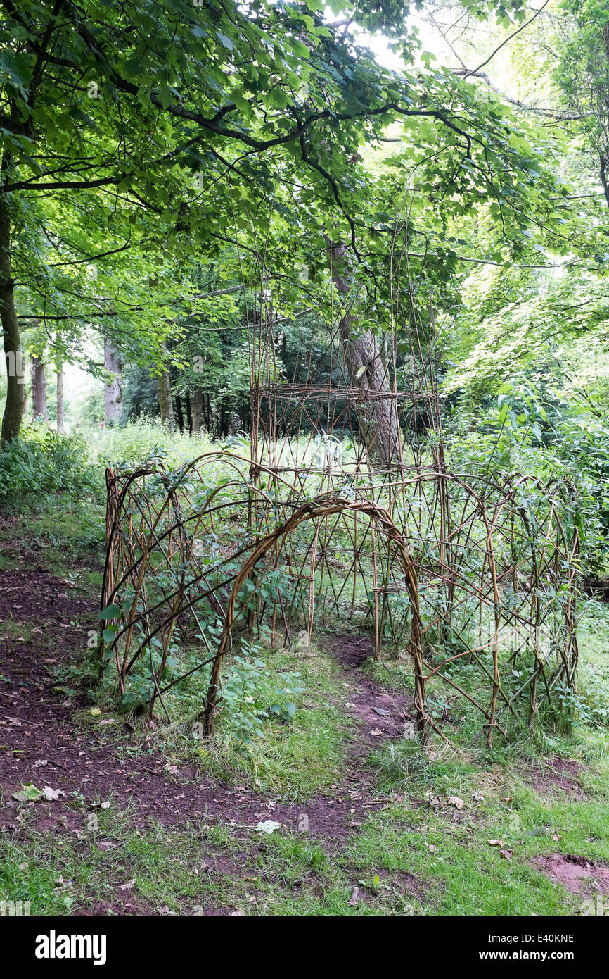 Structure made from twigs in gardens of Lowther Castle, Penrith ...