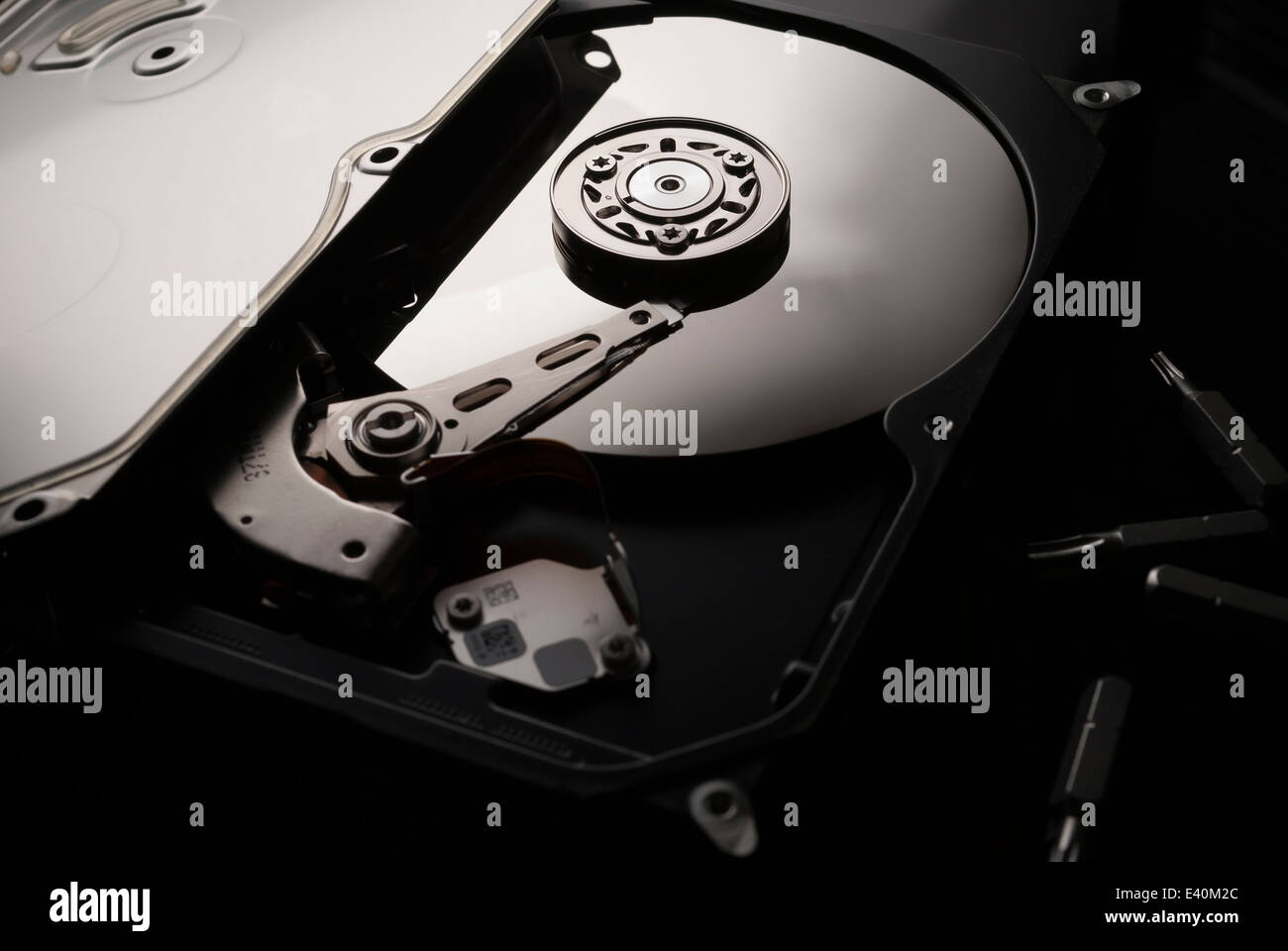 Hard drive or hard disc on black reflect background Stock Photo - Alamy