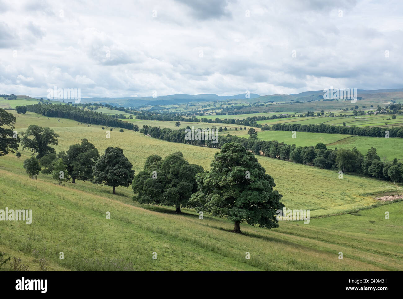 View over Lake District from gardens of Lowther Castle, Penrith ...