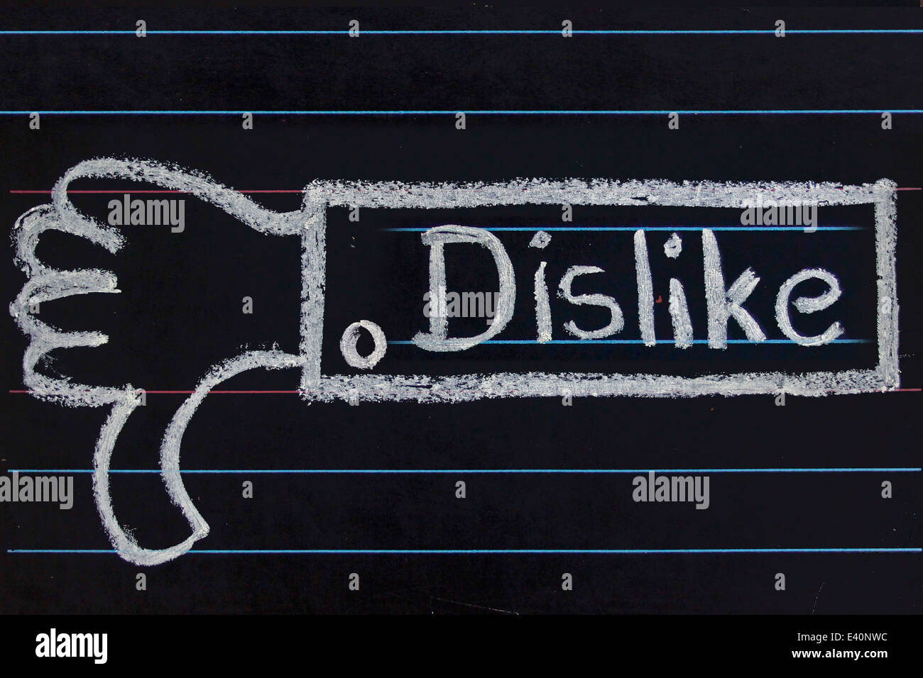 Dislike word handwritten on black chalkboard Stock Photo - Alamy