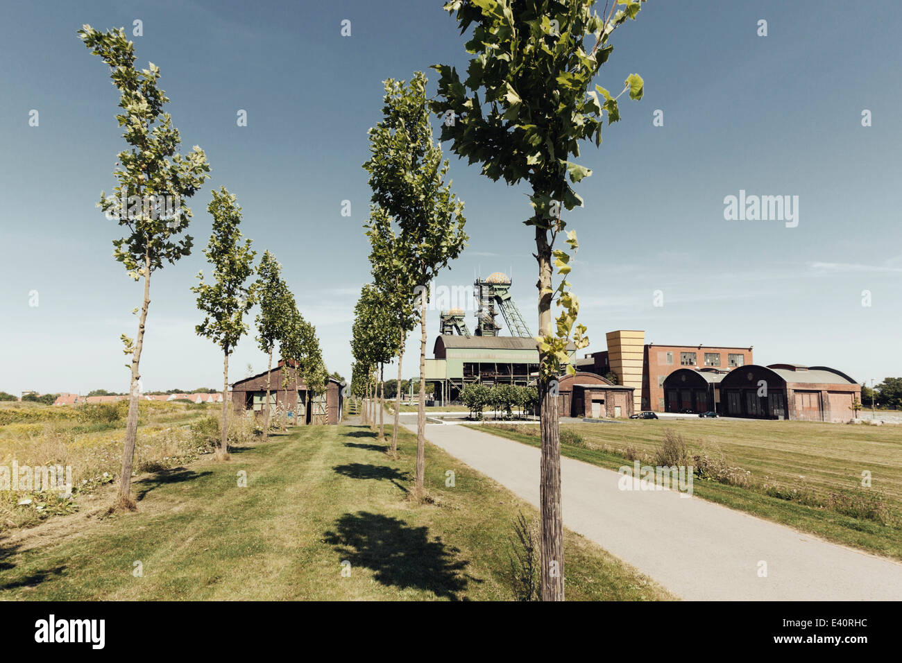 Germany, North Rhine-Westphalia, Ahlen, Headframes of the former Coal ...