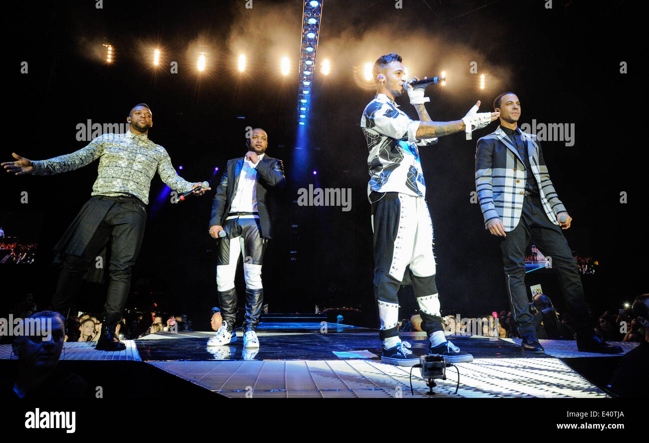 JLS performing live on stage at the LG Arena as part of their 'JLS ...