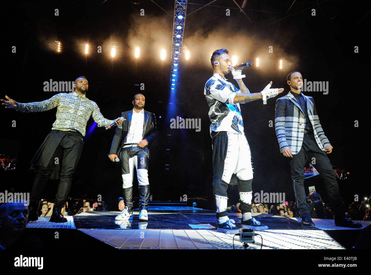 JLS performing live on stage at the LG Arena as part of their 'JLS ...