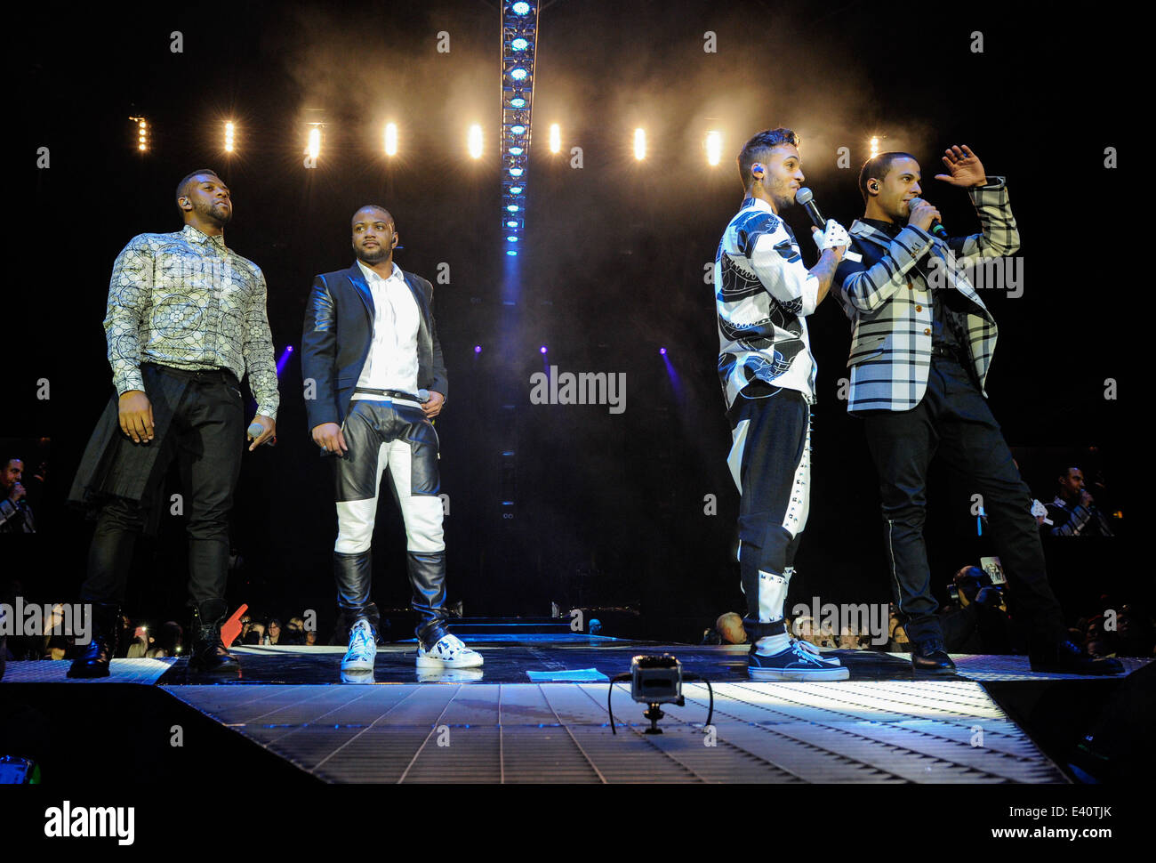 JLS performing live on stage at the LG Arena as part of their 'JLS ...