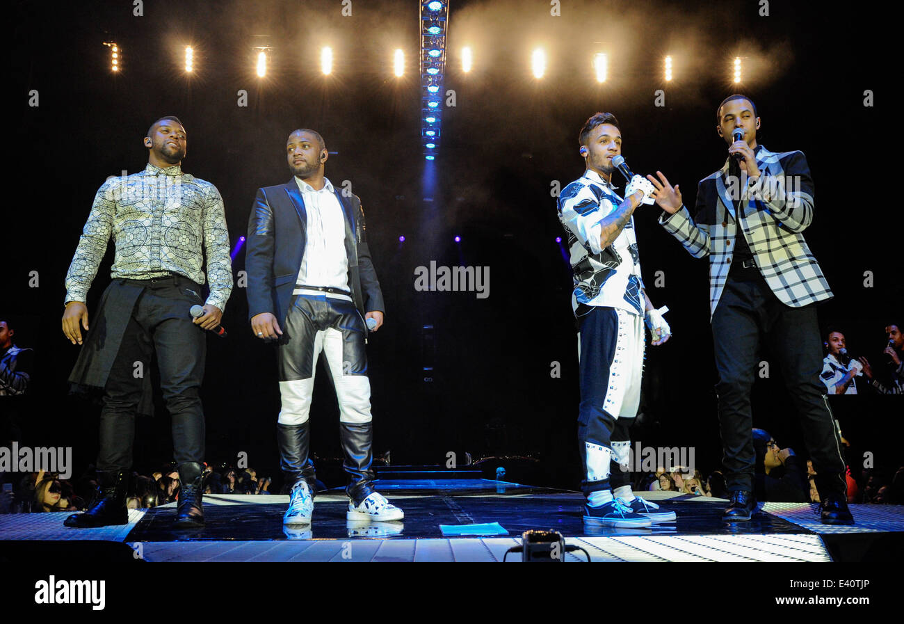 JLS performing live on stage at the LG Arena as part of their 'JLS ...