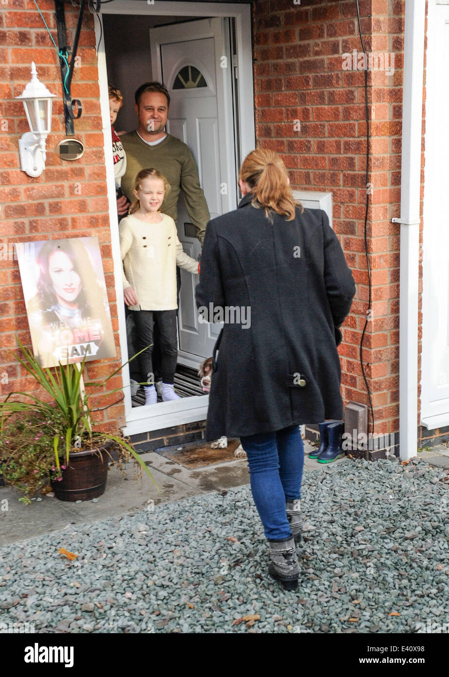 Sam Bailey greets fans outside her family home in Leicester. Sam is one ...