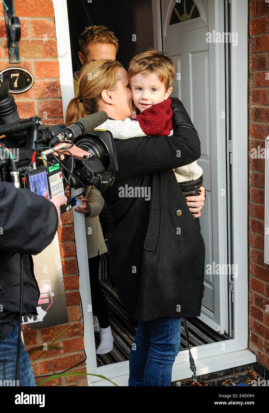 Sam Bailey greets fans outside her family home in Leicester. Sam is one ...