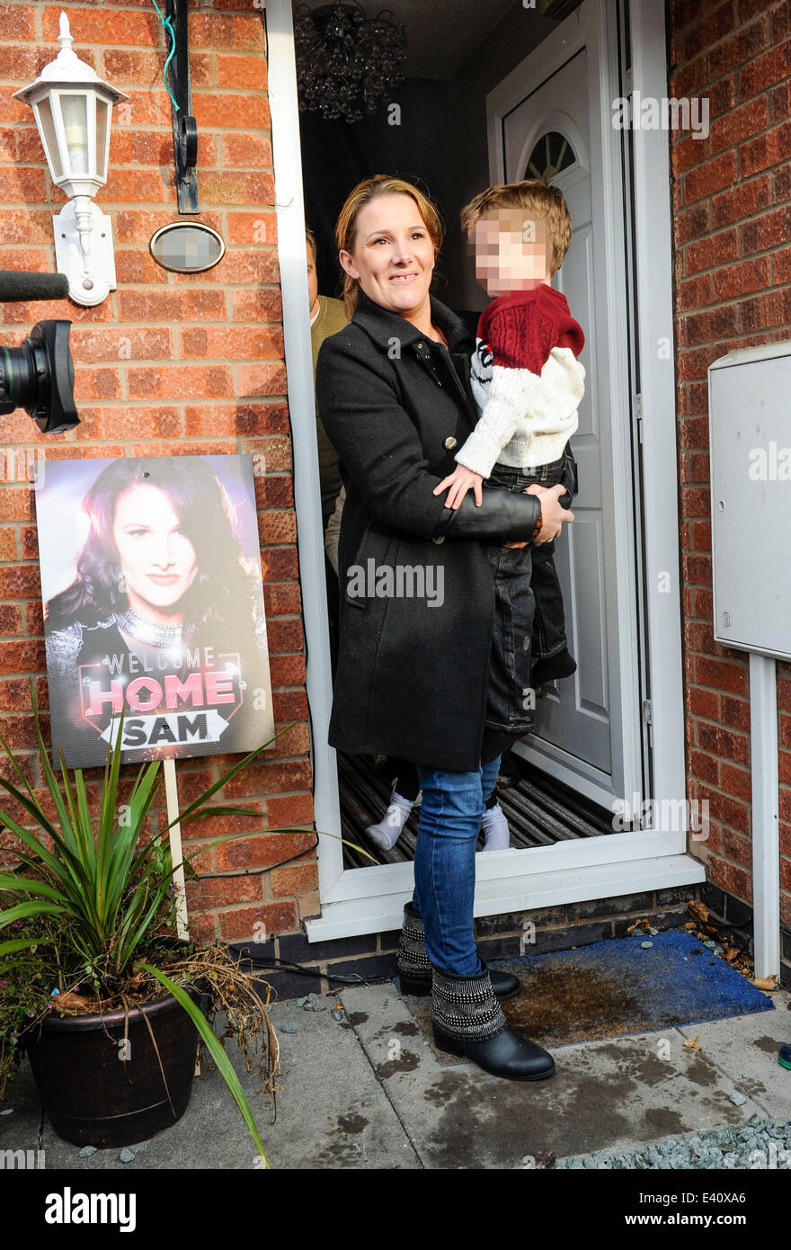 Sam Bailey greets fans outside her family home in Leicester. Sam is one ...