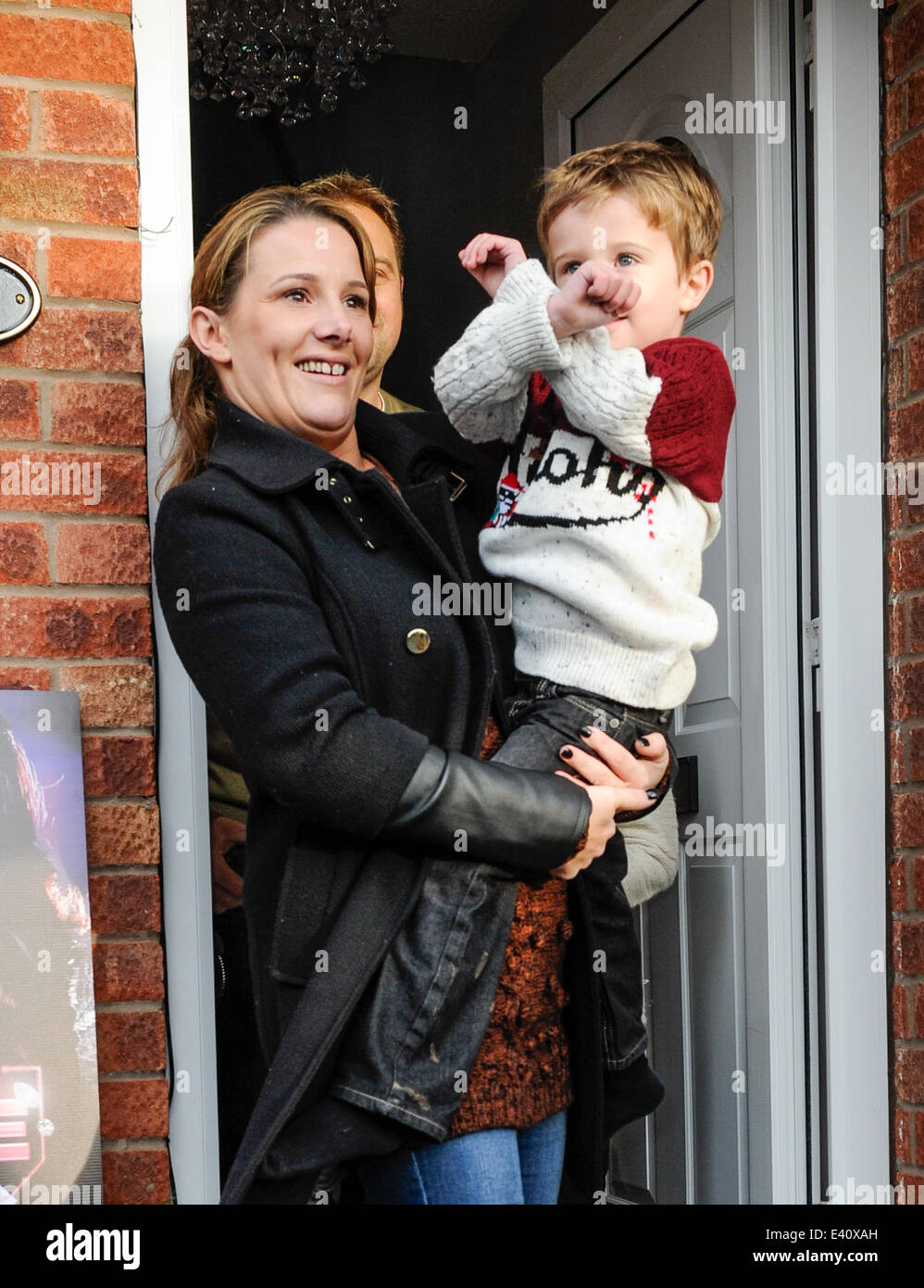 Sam Bailey greets fans outside her family home in Leicester. Sam is one ...