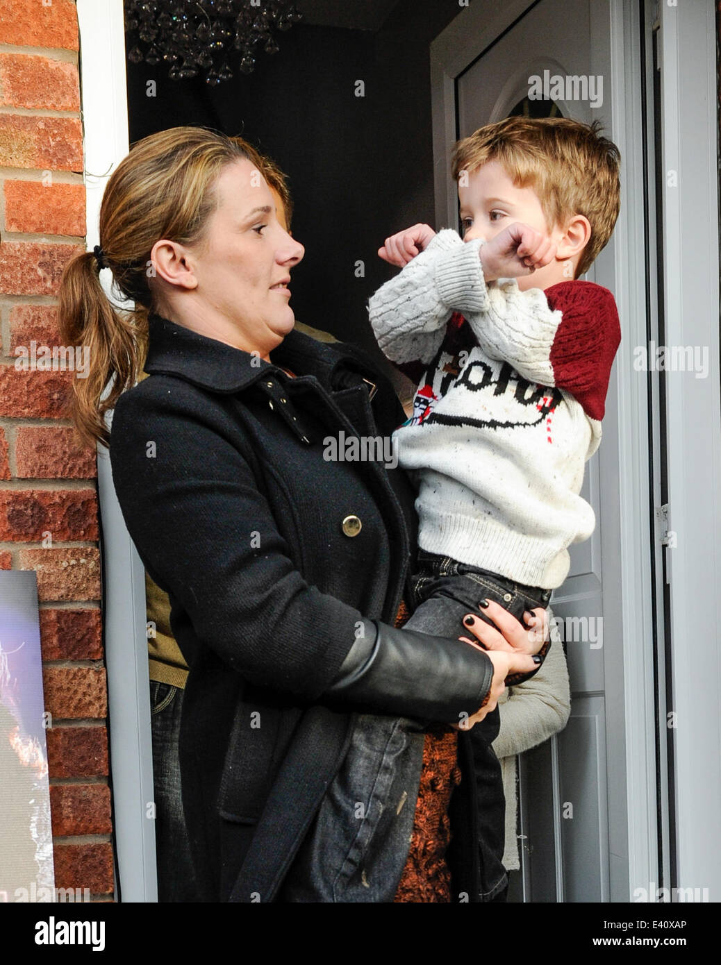 Sam Bailey greets fans outside her family home in Leicester. Sam is one ...