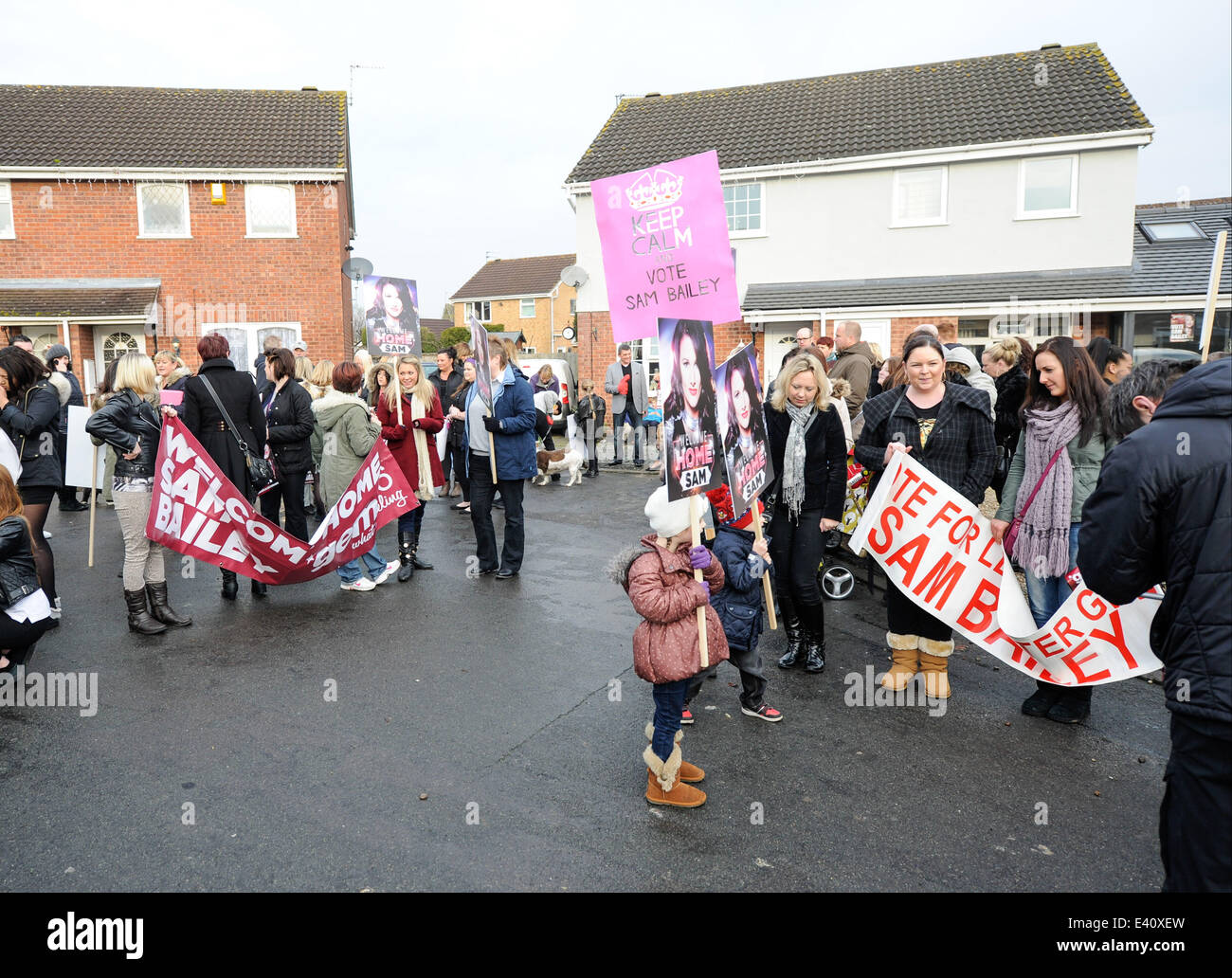 Sam Bailey greets fans outside her family home in Leicester. Sam is one ...