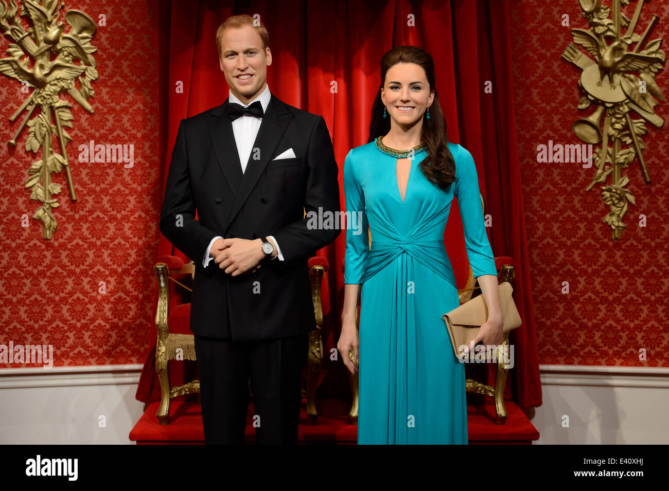 The wax figures of William, Duke of Cambridge and Kate, Duchess of ...