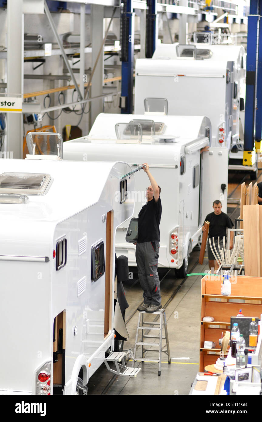 Assembly line production of motorhomes in a factory Stock Photo - Alamy