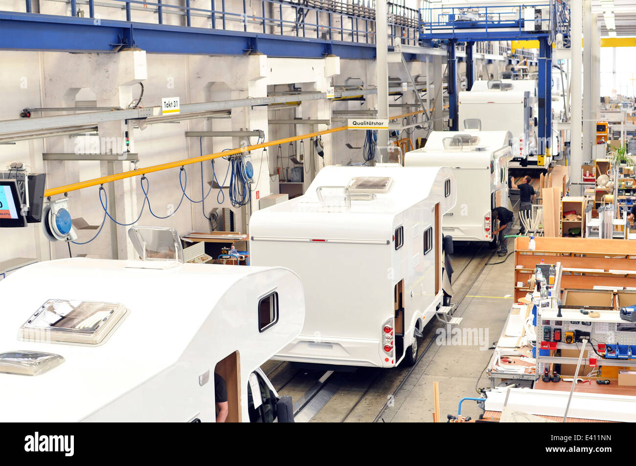 Assembly line production of motorhomes in a factory Stock Photo - Alamy