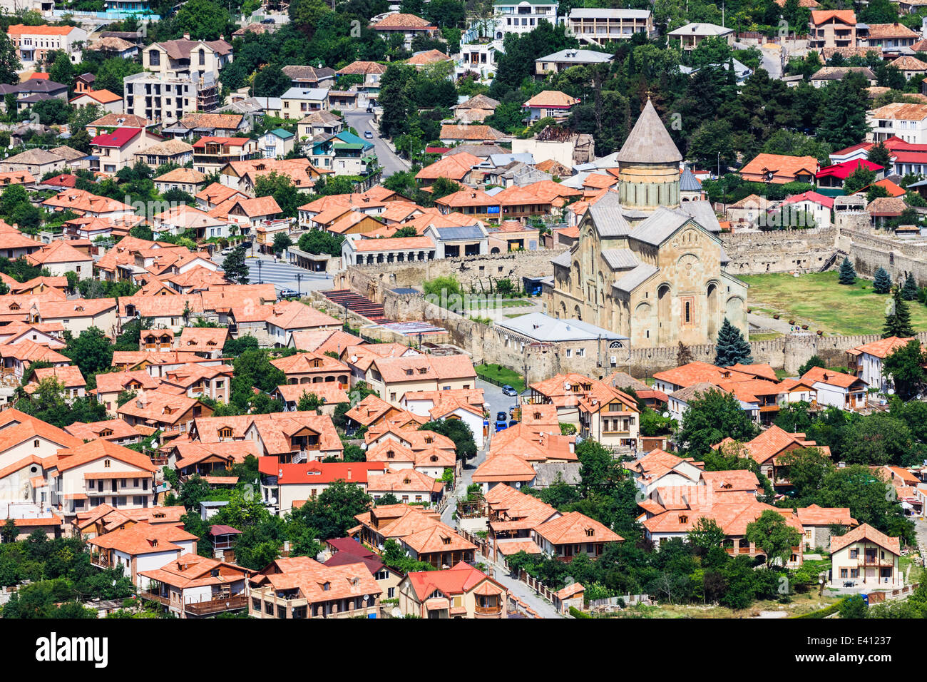 Mtskheta overview with Svetitskhoveli Cathedral. Mtskheta, Georgia ...