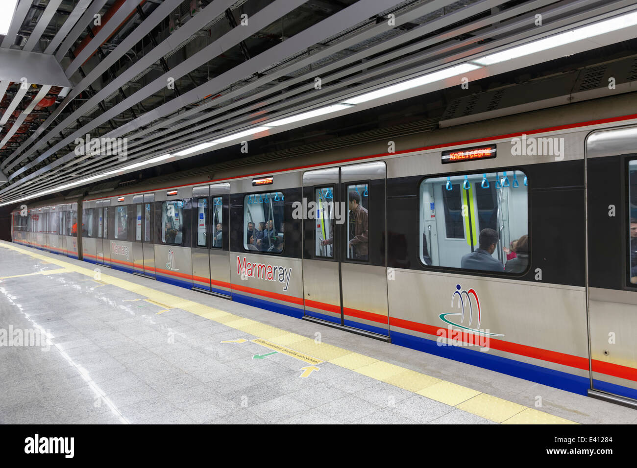 Turkey, Istanbul, New underground train Marmaray underneath the ...