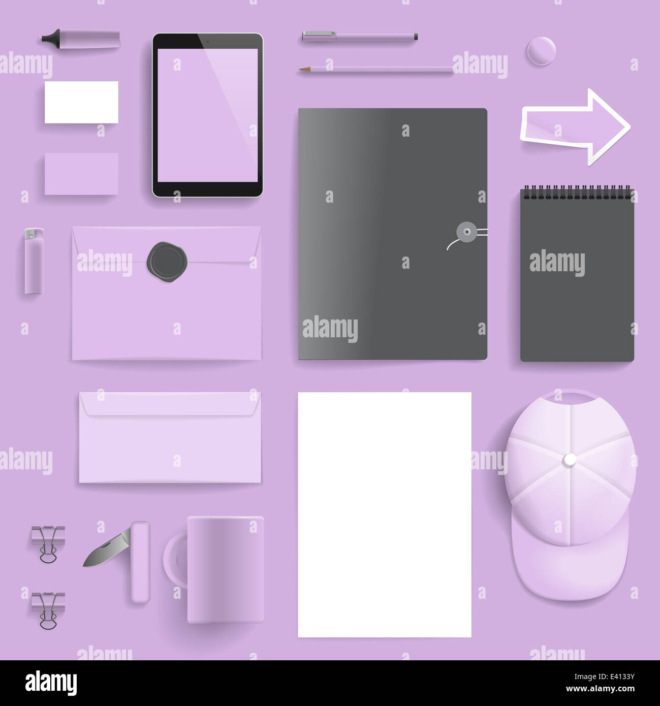 Corporate identity template on light purple background. Raster version ...