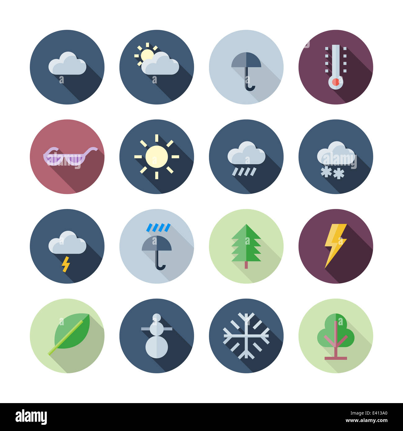 Flat Design Icons For Weather and Nature. Raster version Stock Photo ...