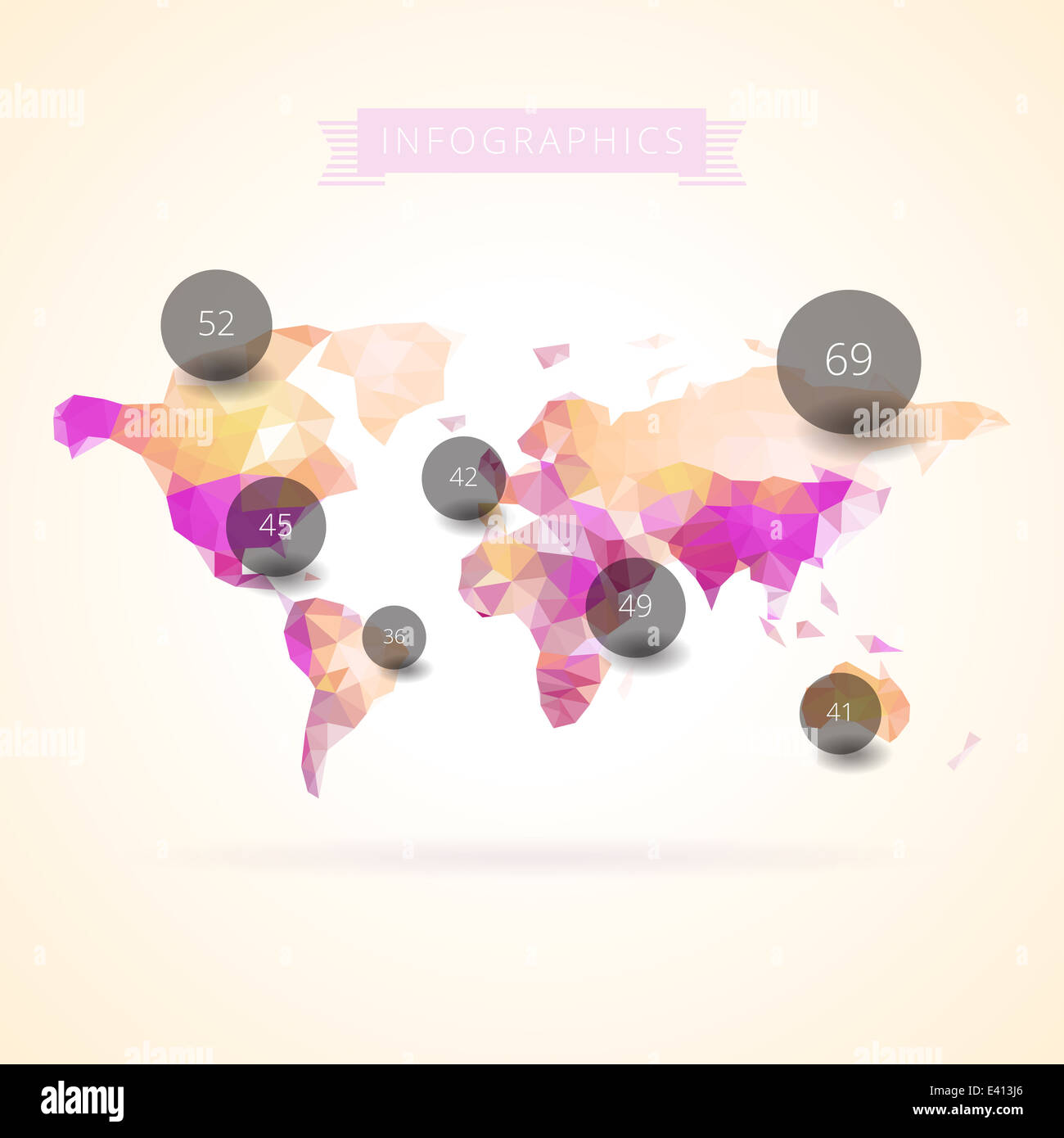 World map with elements of infographics. Raster version Stock Photo - Alamy