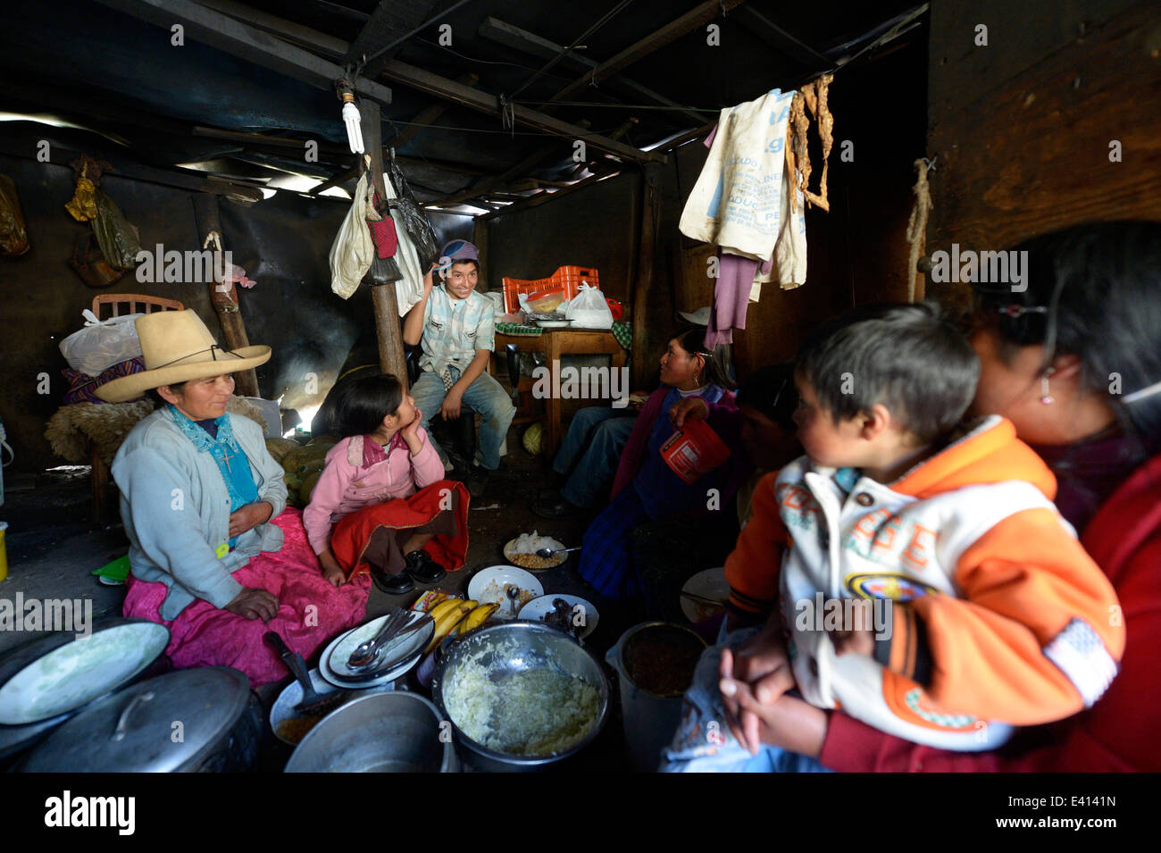 Peru, Cajamarca, La Pajuela, Villagers discussing environmental issues ...