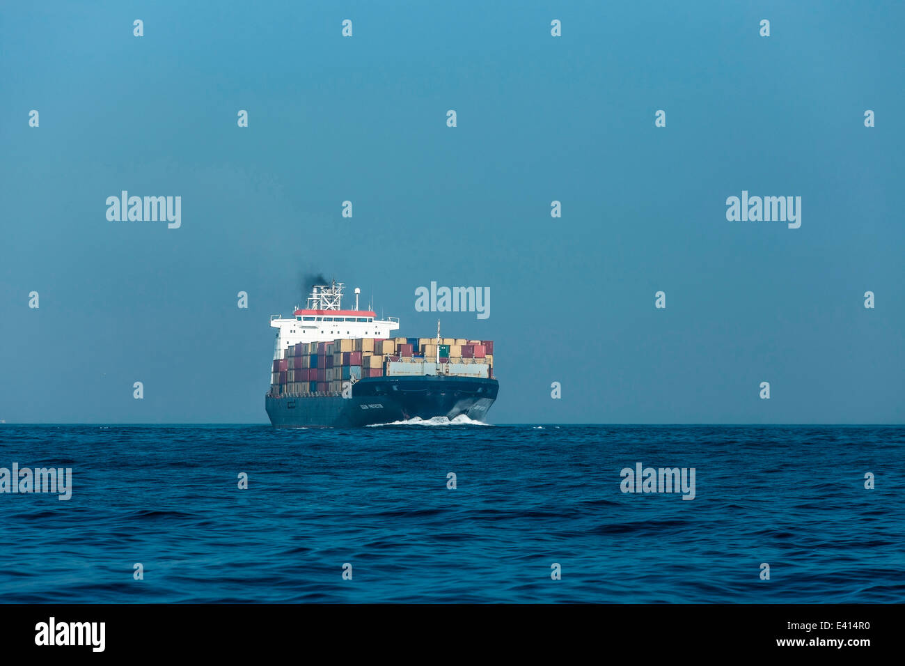 Spain, Andalusia, Tarifa, Cargo ship, Strait of Gibraltar Stock Photo ...