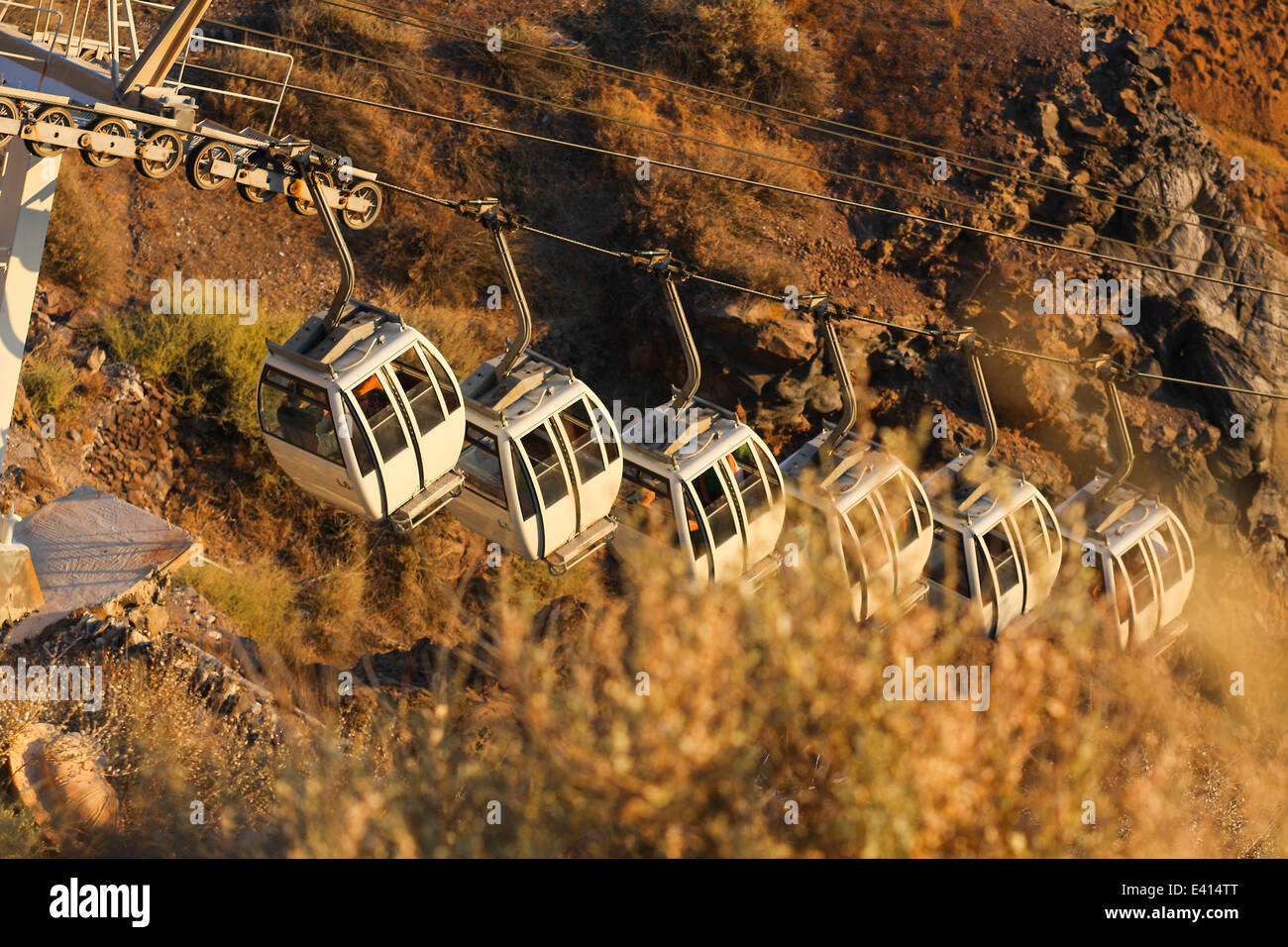 Greece, Cyclades, Santorini, Thera, cable cars Stock Photo - Alamy