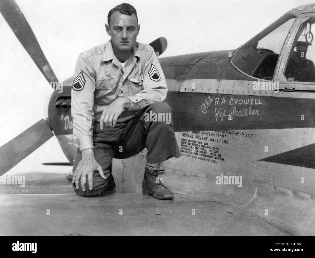 SSGT Howell Praither is pictured with the Duchess III, an aircraft of ...