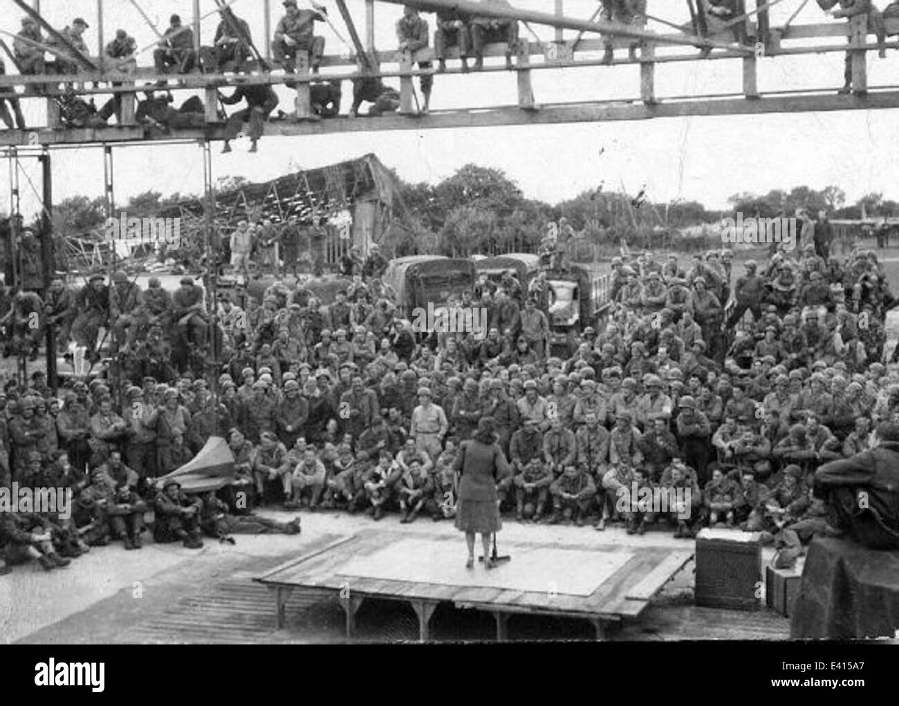 An image from a USO show in Vannes, France, showcasing wartime ...
