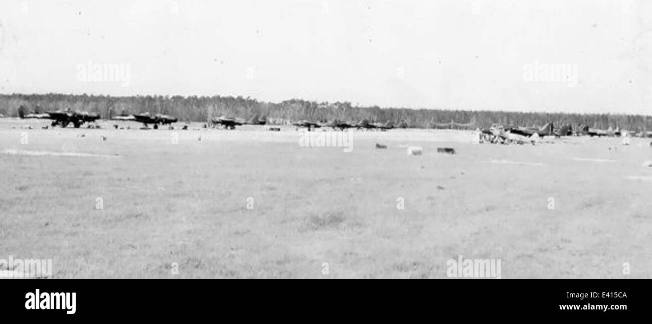 This photograph shows the flight line at an airfield in Frankfurt ...