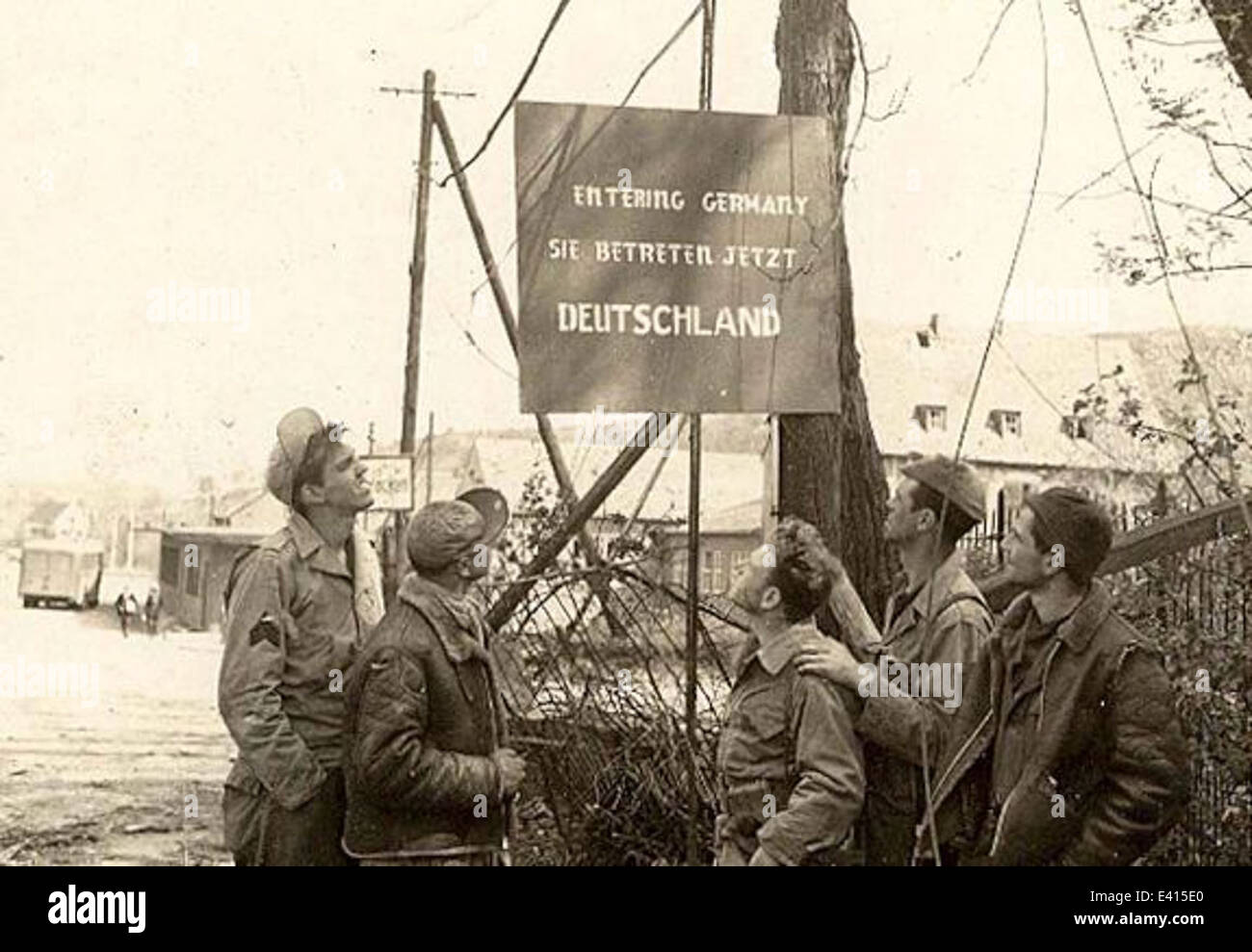 A historical photograph showing the entry into Germany during a ...